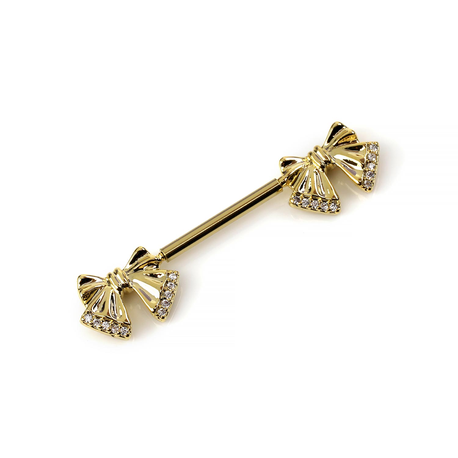 Steel Threadless Gemmed Ribbon Nipple Barbell
