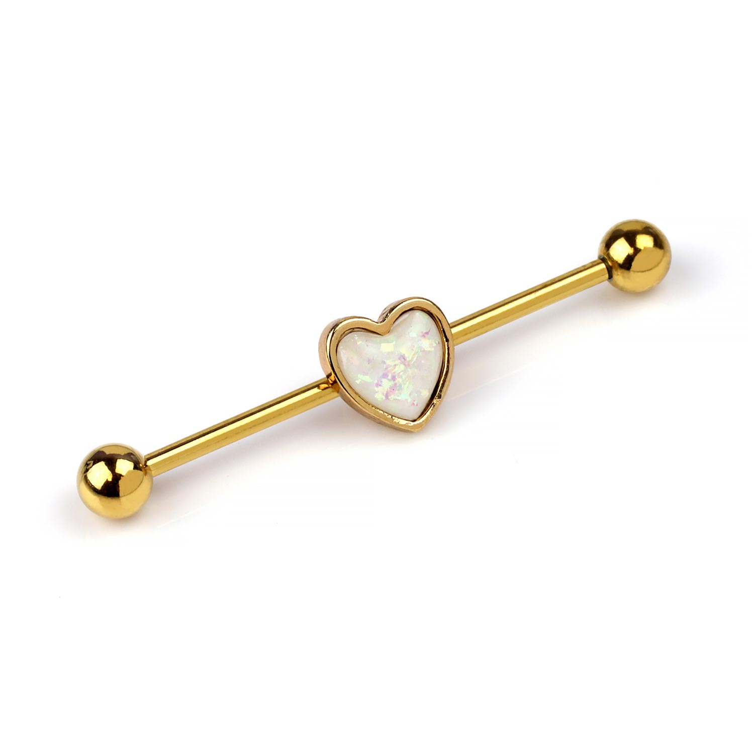 Stainless Steel Heart Industrial Barbell Piercing