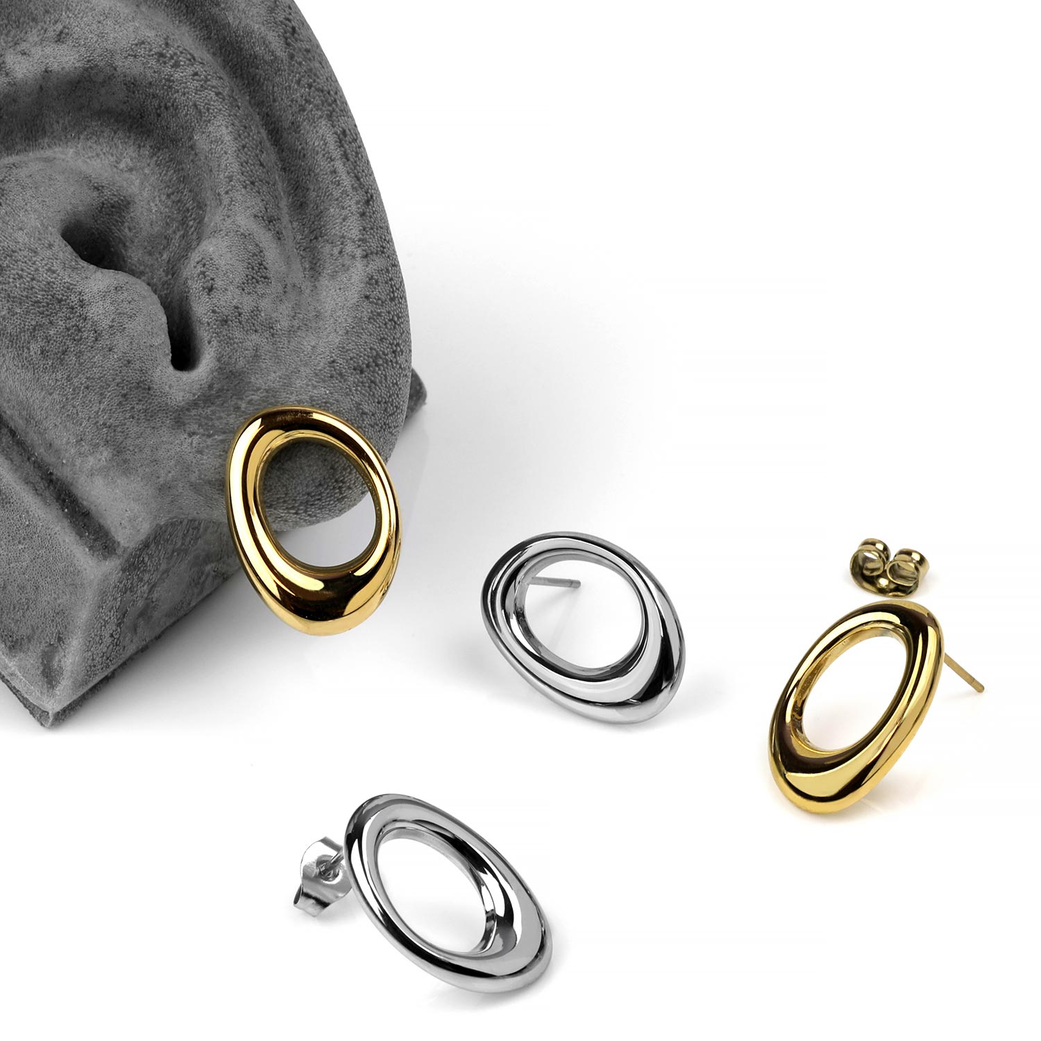 Basic Ear Piercing With Stainless Steel Hollow Stud Earrings