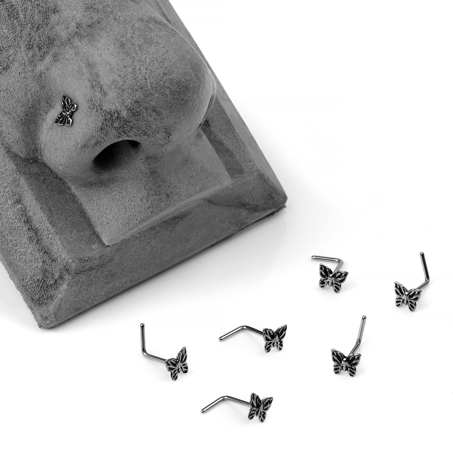 Steel Butterfly L Bend Nosescrew - Stainless Steel