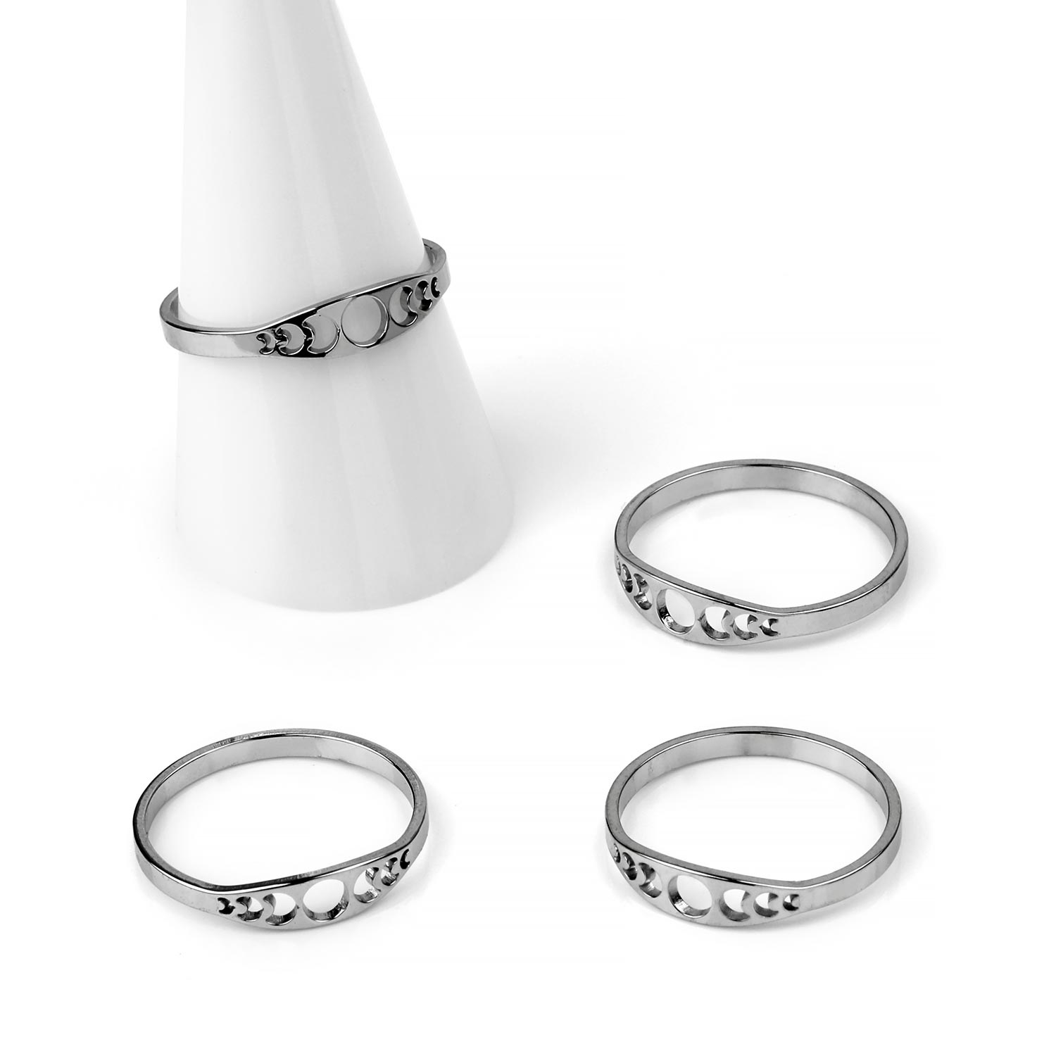 Steel Moon Phase Ring: Stainless Steel Finger-ring