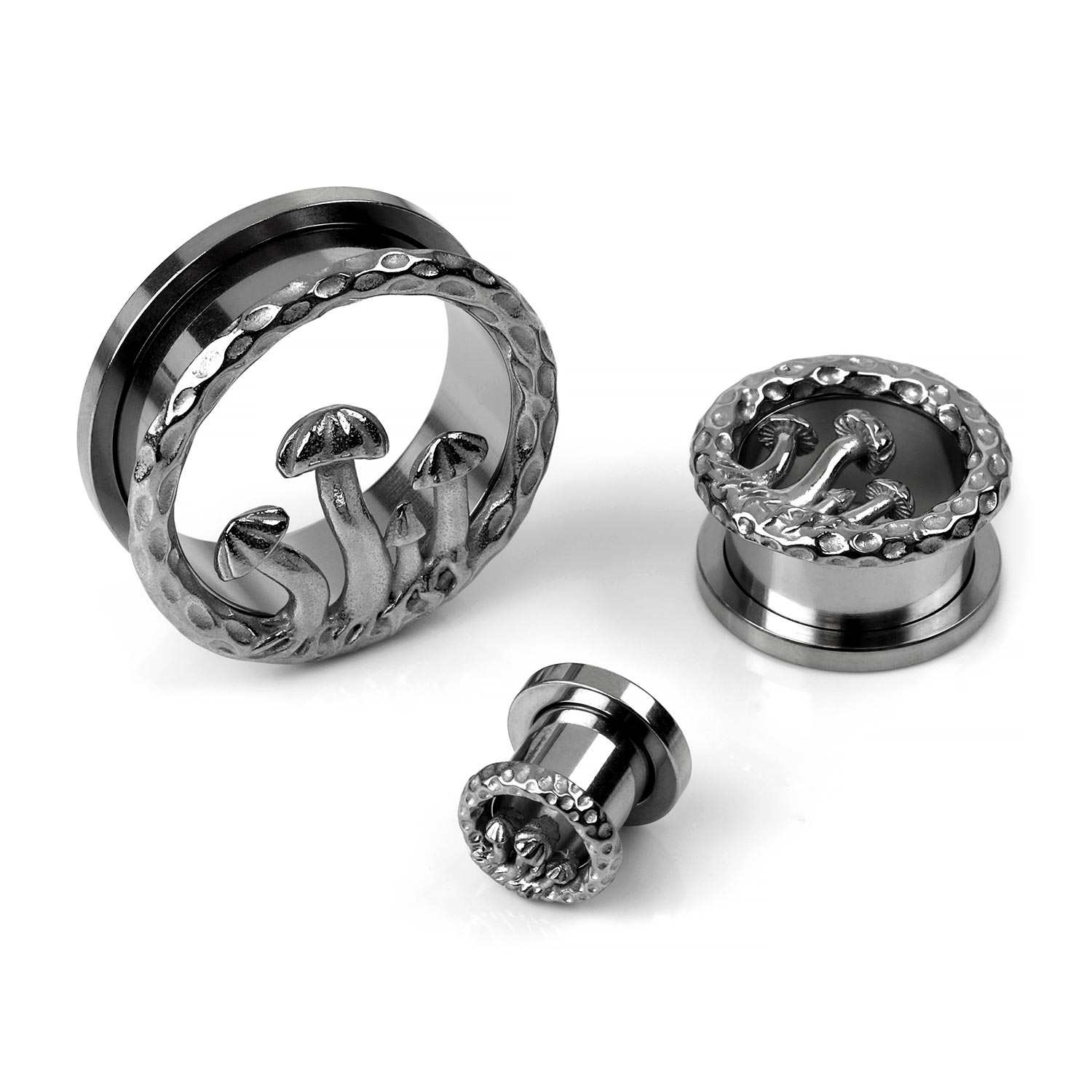 Stretched Lobe Eyelets: Steel Mushroom & Stainless Steel
