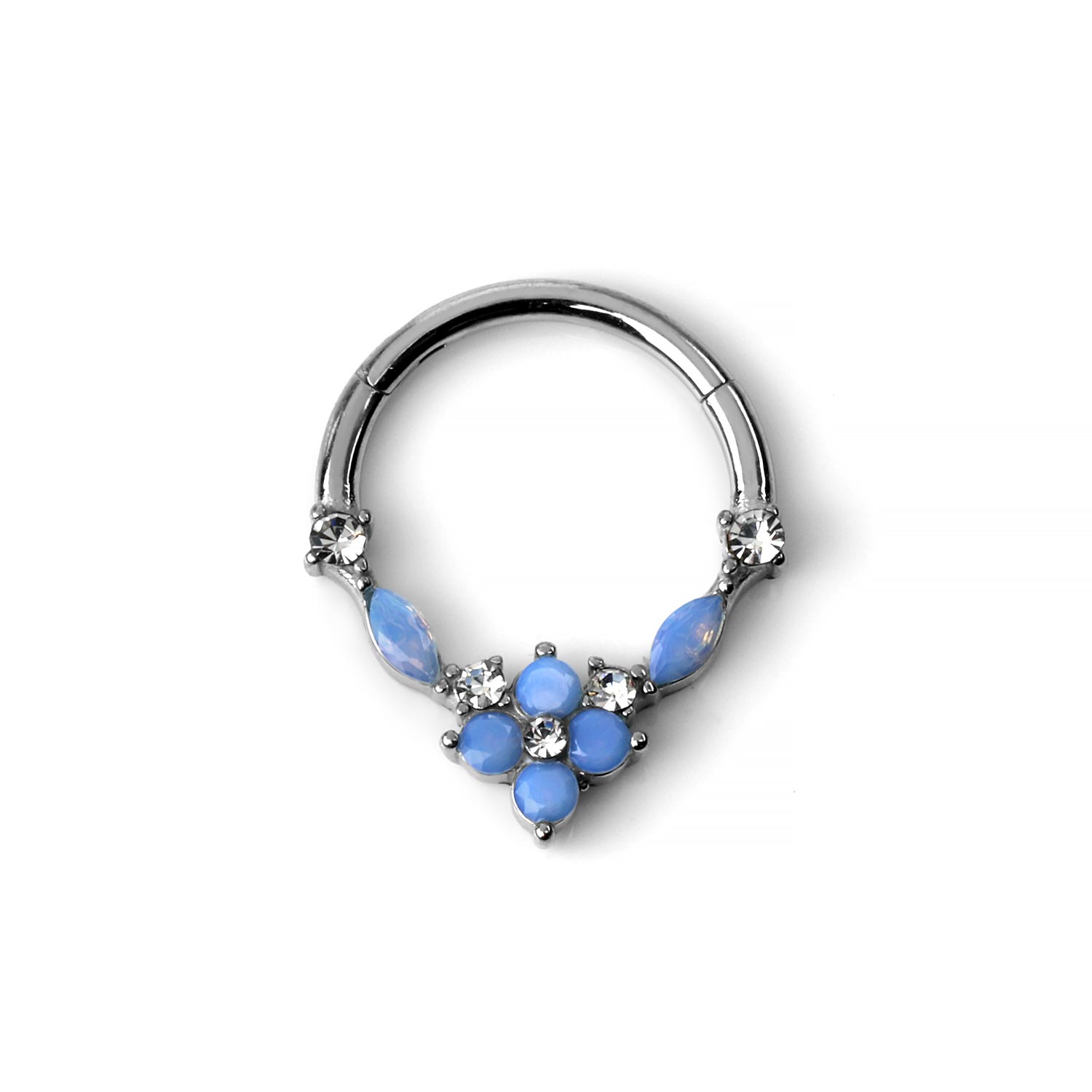 Blue Opalite Flower Septum Clicker Piercing