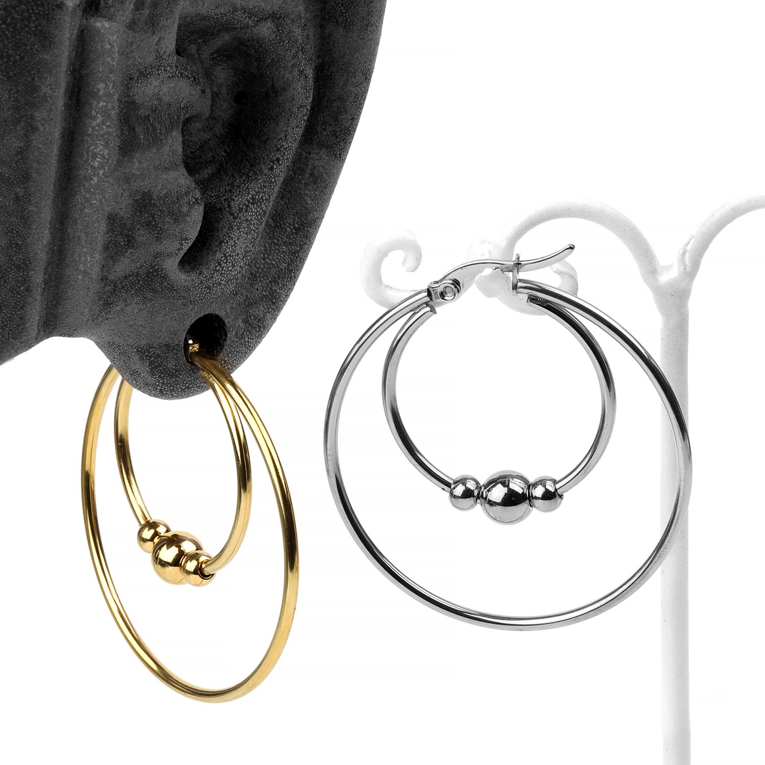 Stainless Steel Pulse-echo Hoops For Lobe Piercing