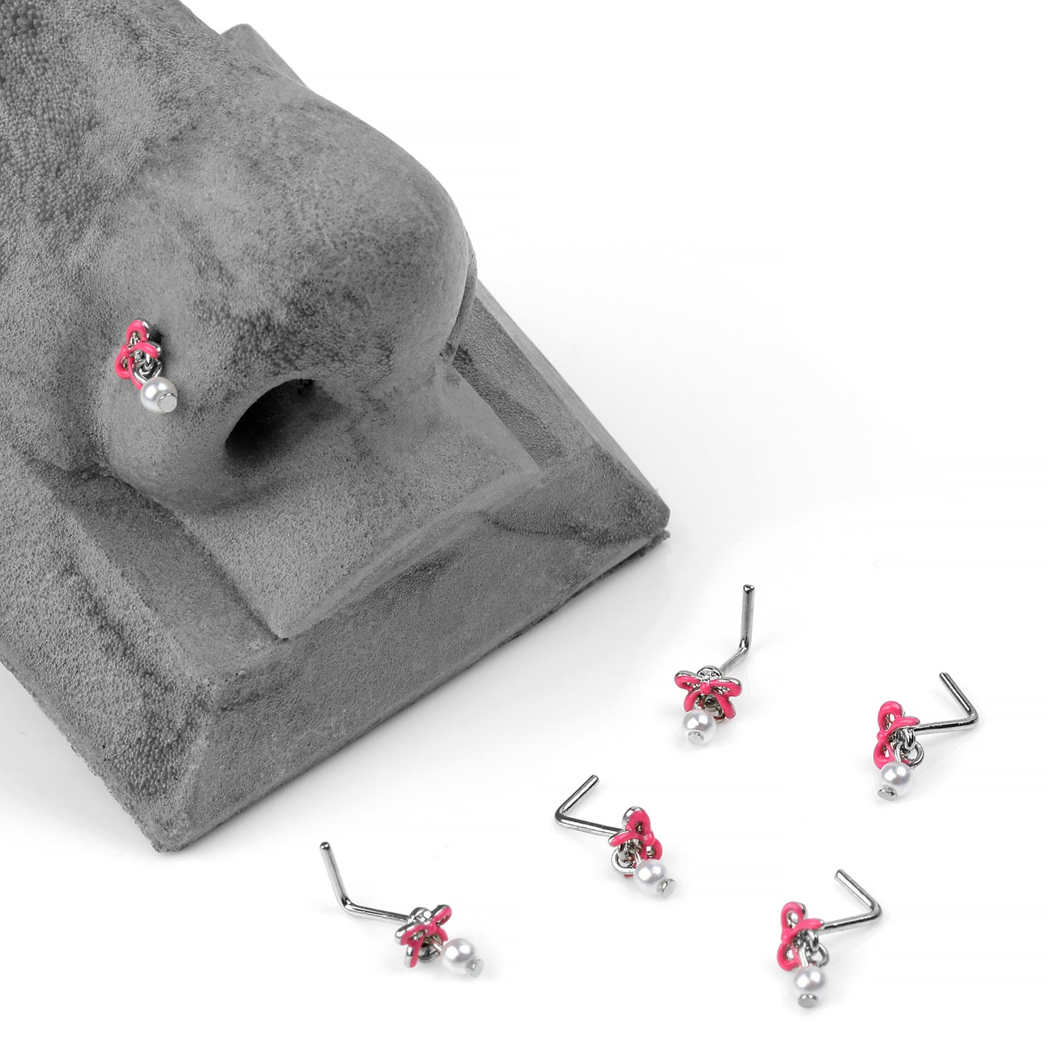 Steel Pearl Drop Bow Nosescrew