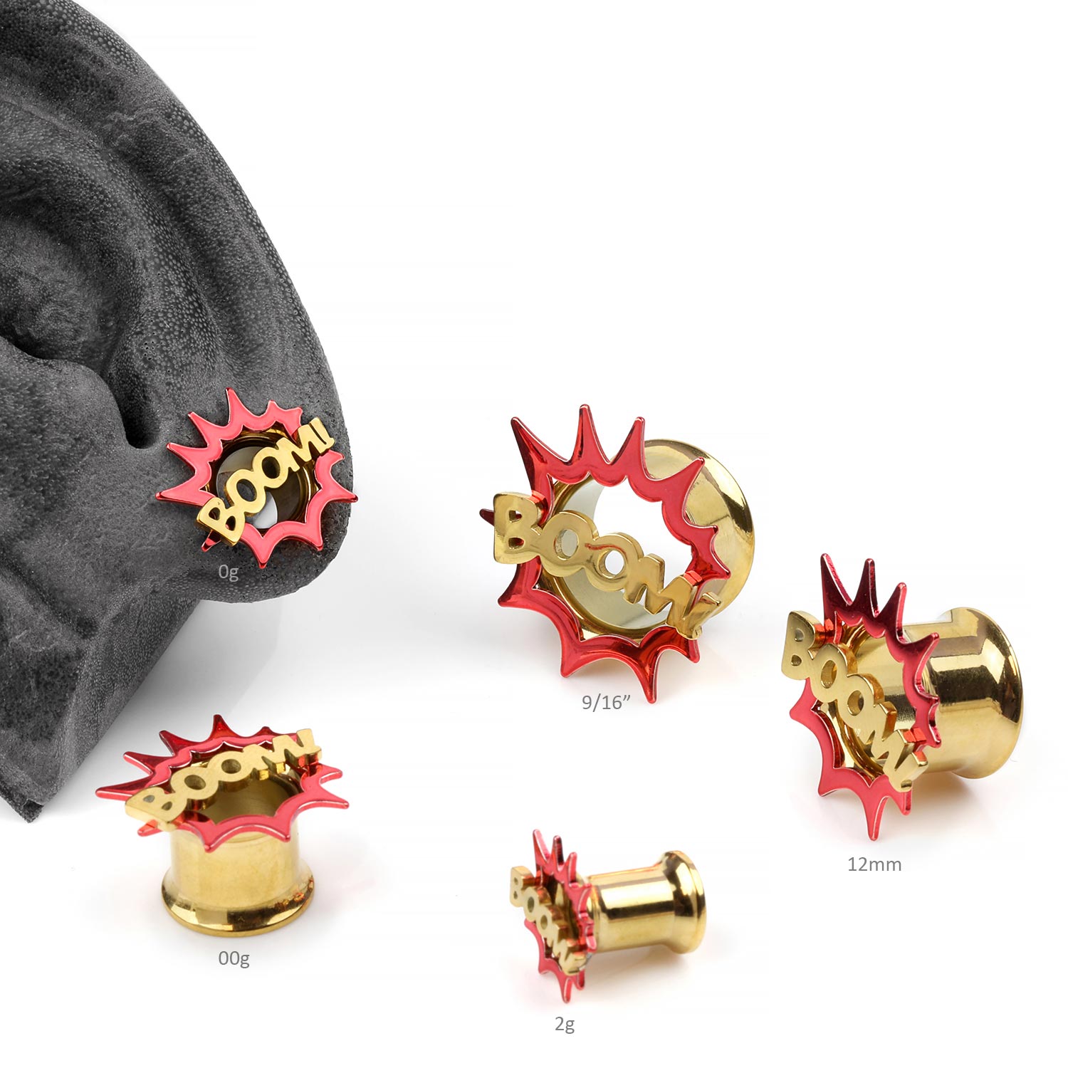 Steel Pop Art Boom! Double Flare Plugs