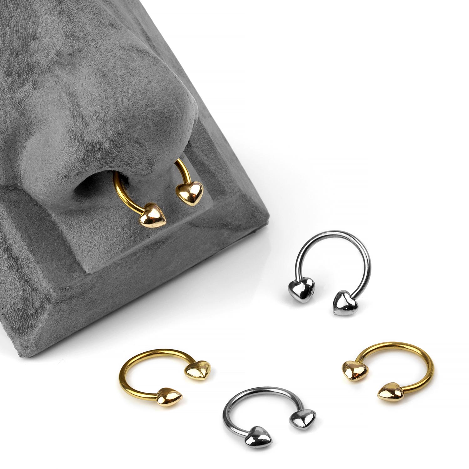 Stainless Steel Puffy Heart Circular Barbell For Septum