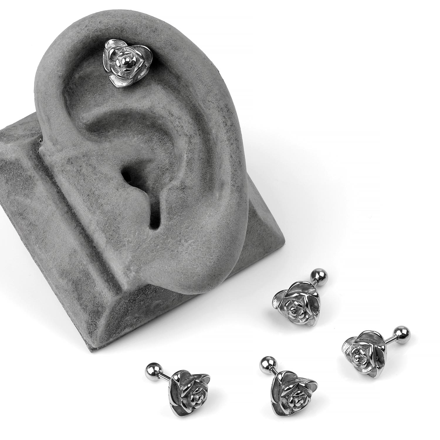 Steel Rose Heart Barbell