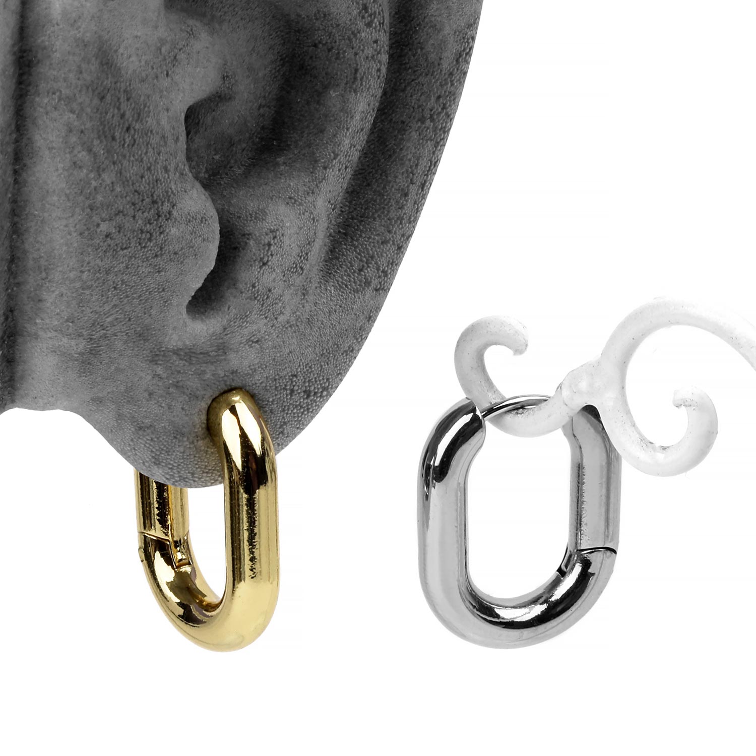 Steel Rounded Rectangle Hoop Earrings