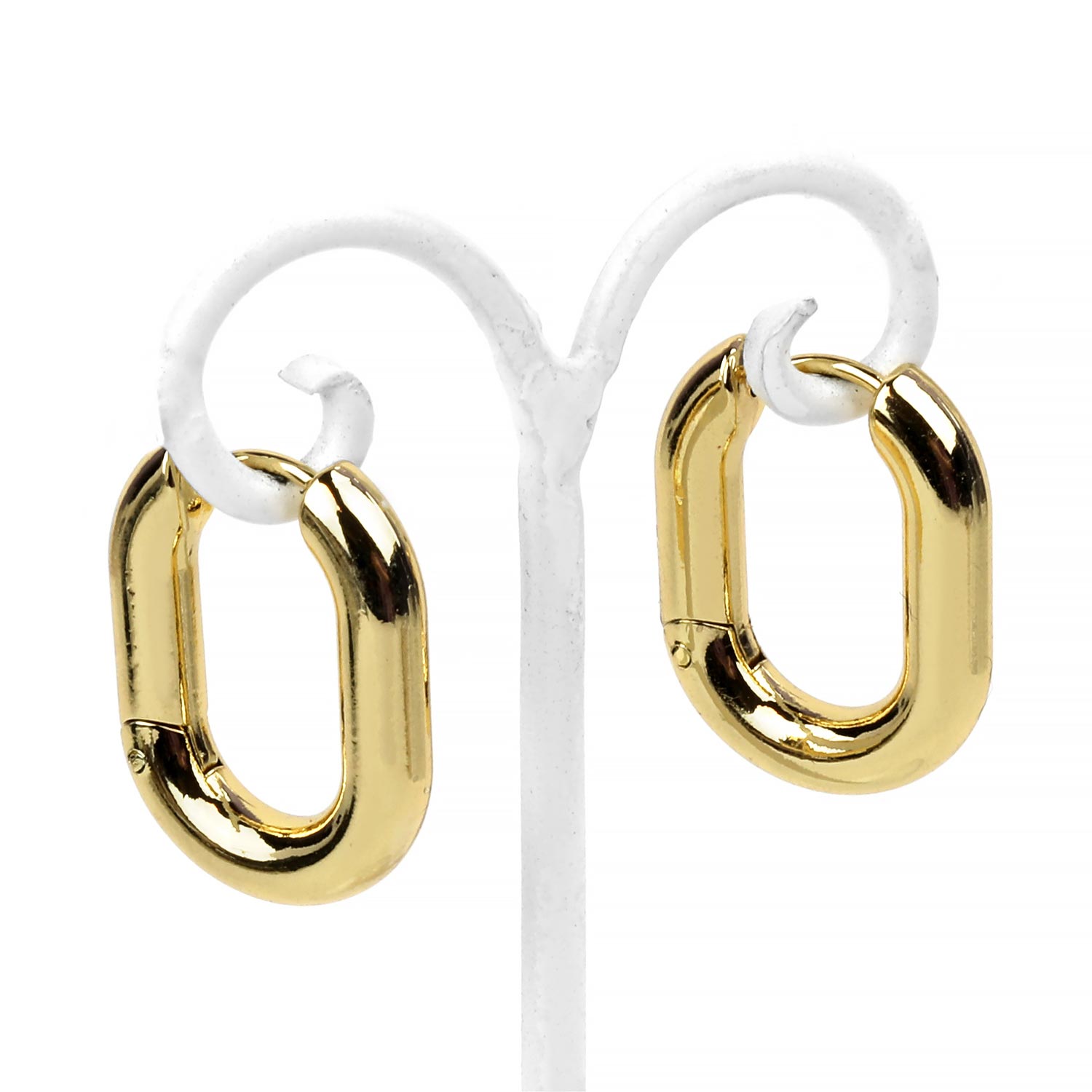 Steel Rounded Rectangle Hoop Earrings