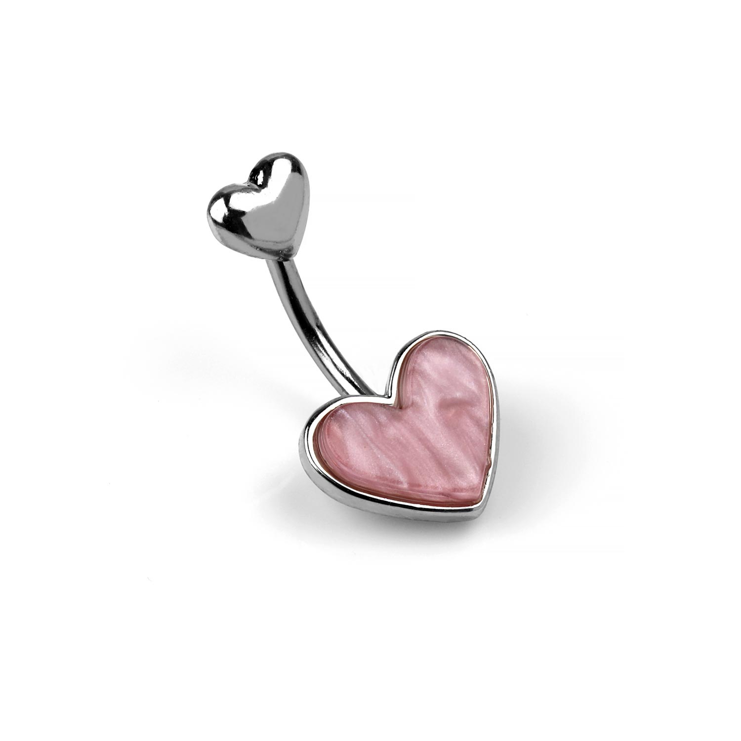 Steel And Shell Heart Navel Piercing
