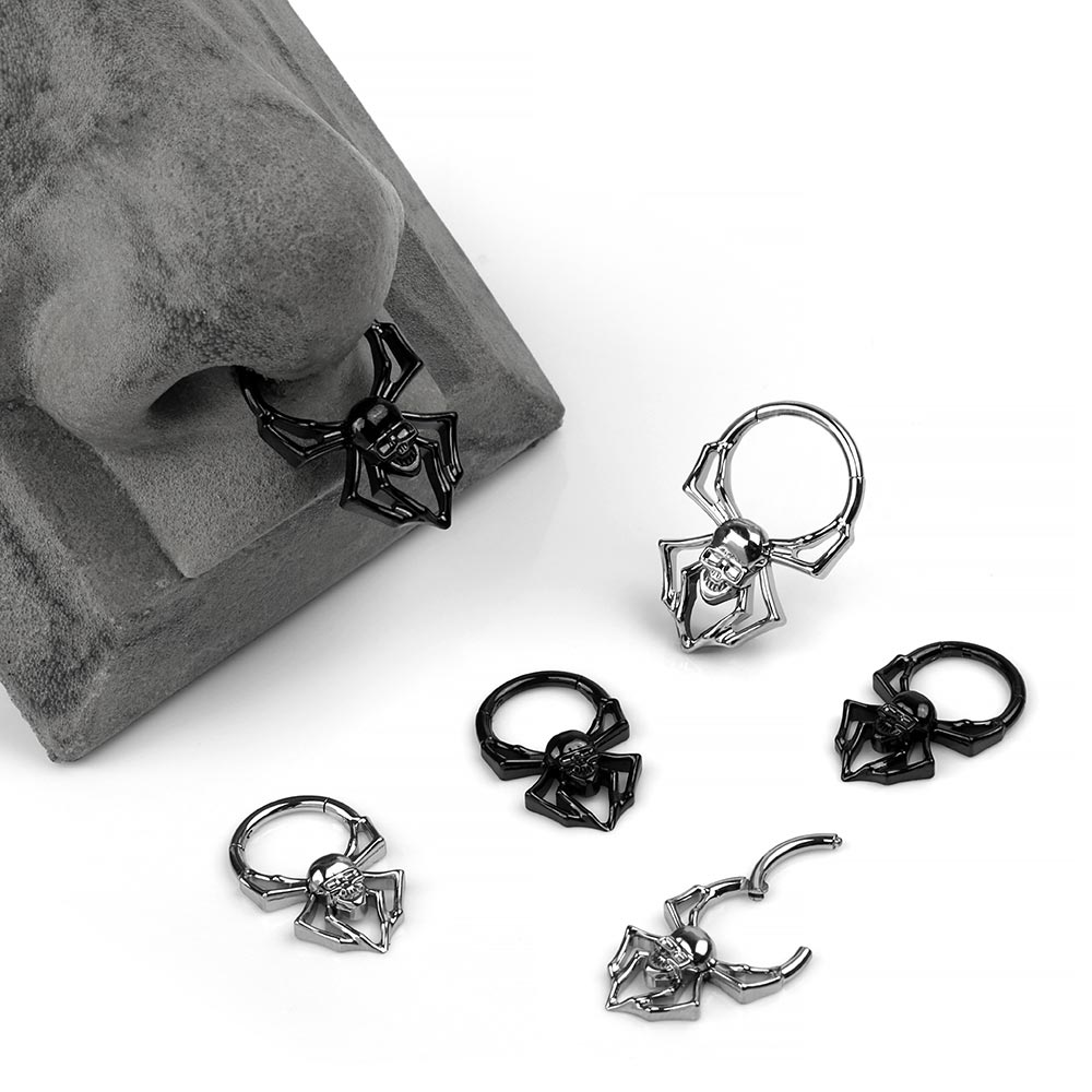 Steel Skull Arachnid Clicker Daith Septum Piercing Spider
