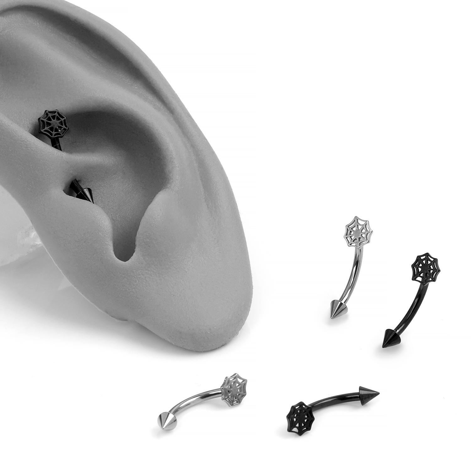 Stainless Steel Spiderweb Curved Barbell