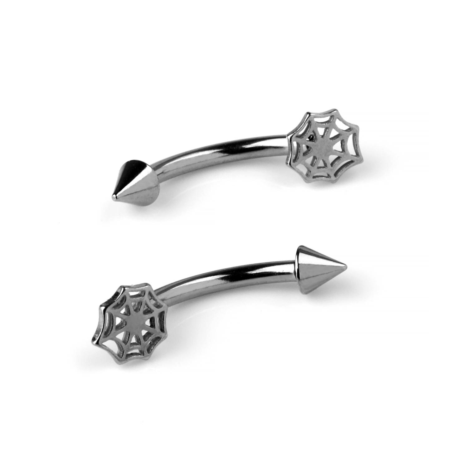 Stainless Steel Spiderweb Curved Barbell