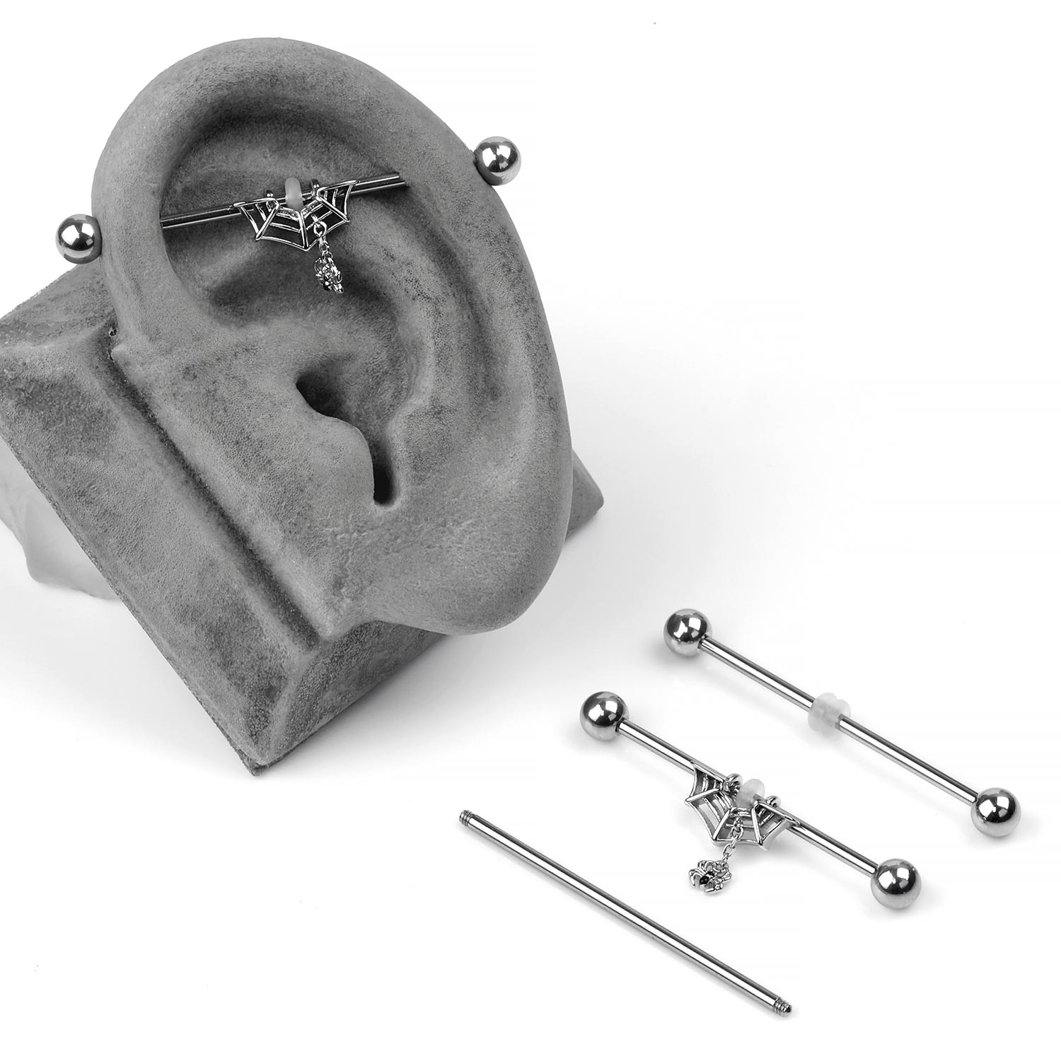 Steel Spiderweb Dangle Industrial Barbell Set