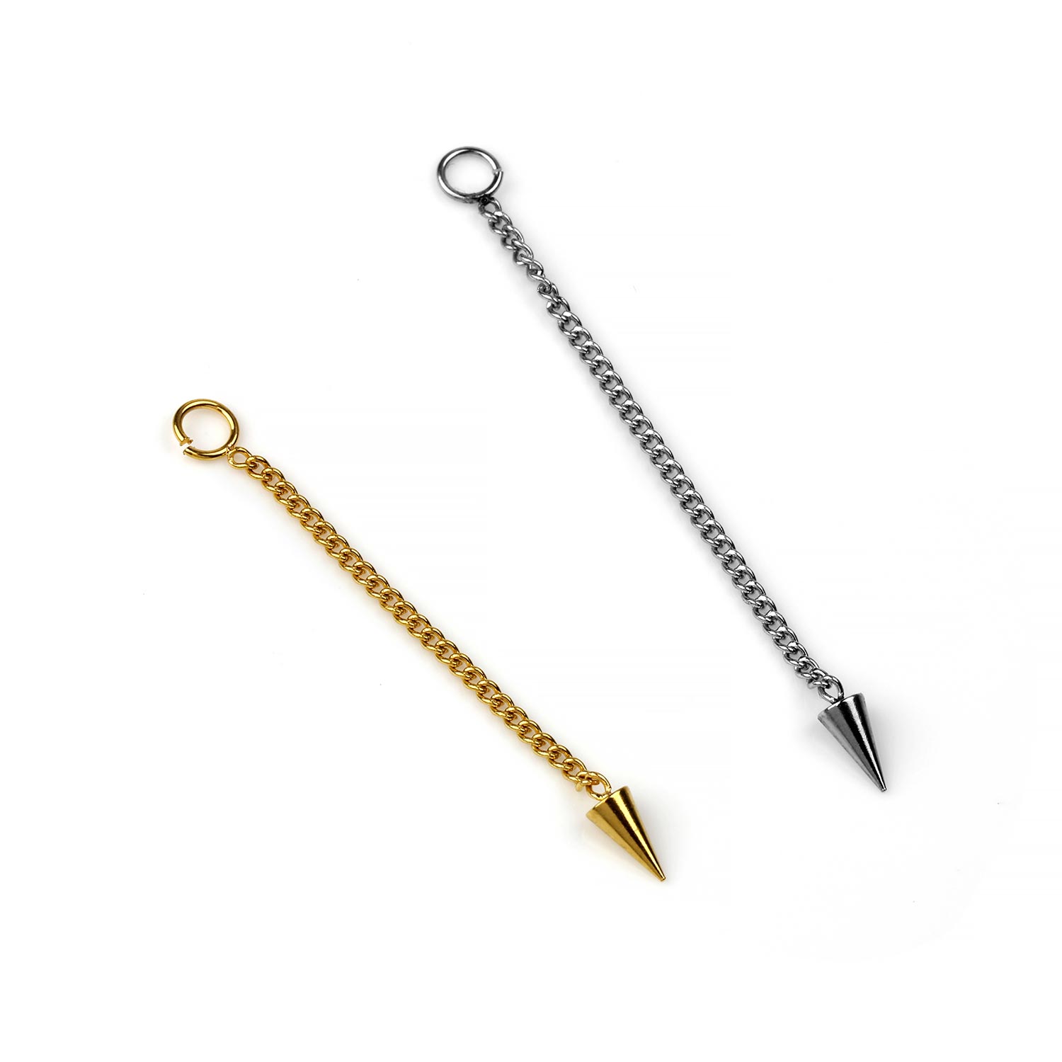 Steel Spike Chain Dangle Charm In Stainless Pvd Plated