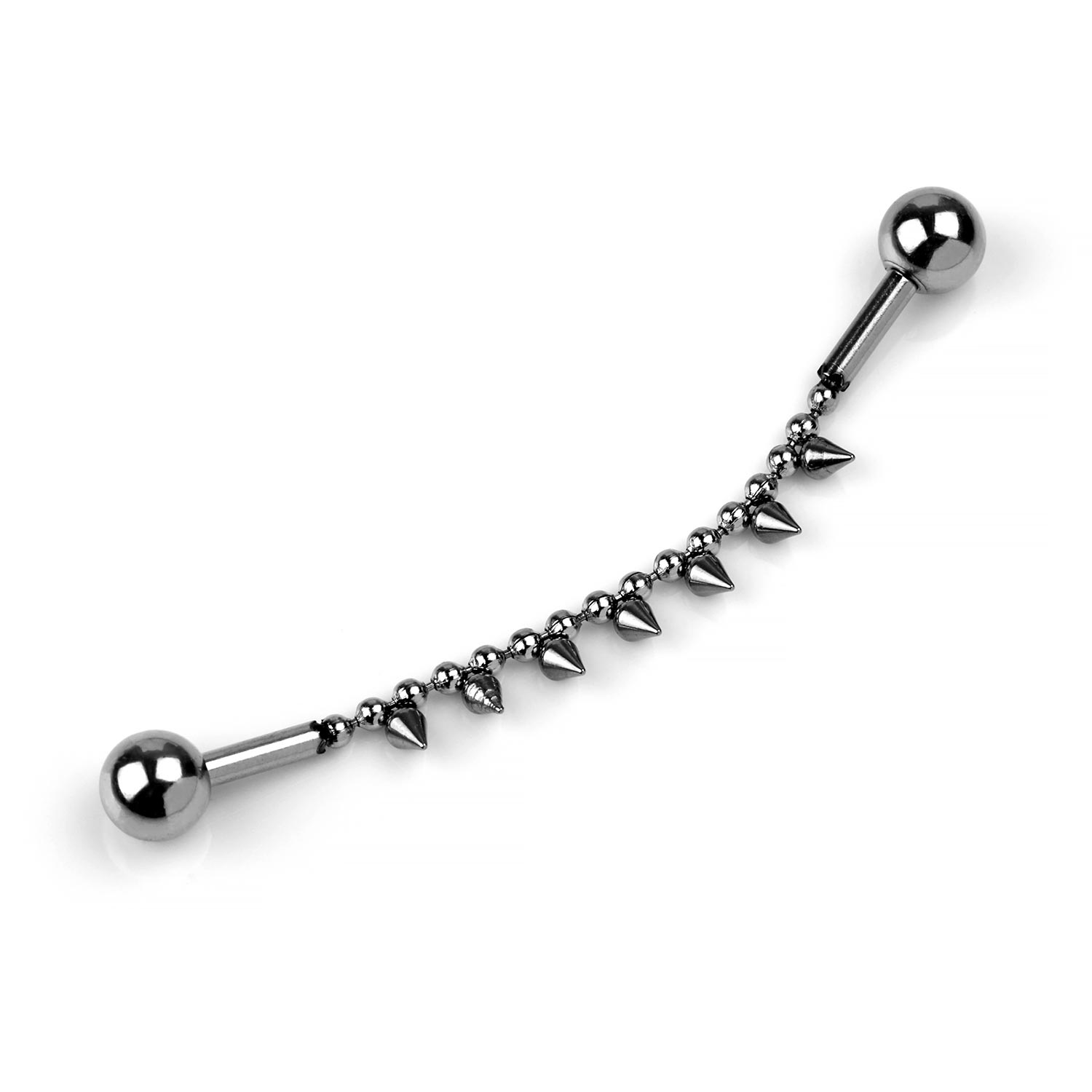 Industrial Steel Beaded Spike Floating Barbell