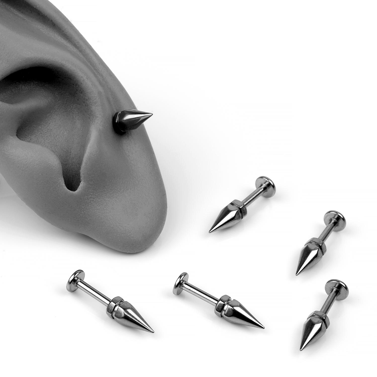 Stainless Steel Spike Stud Labret For Piercings