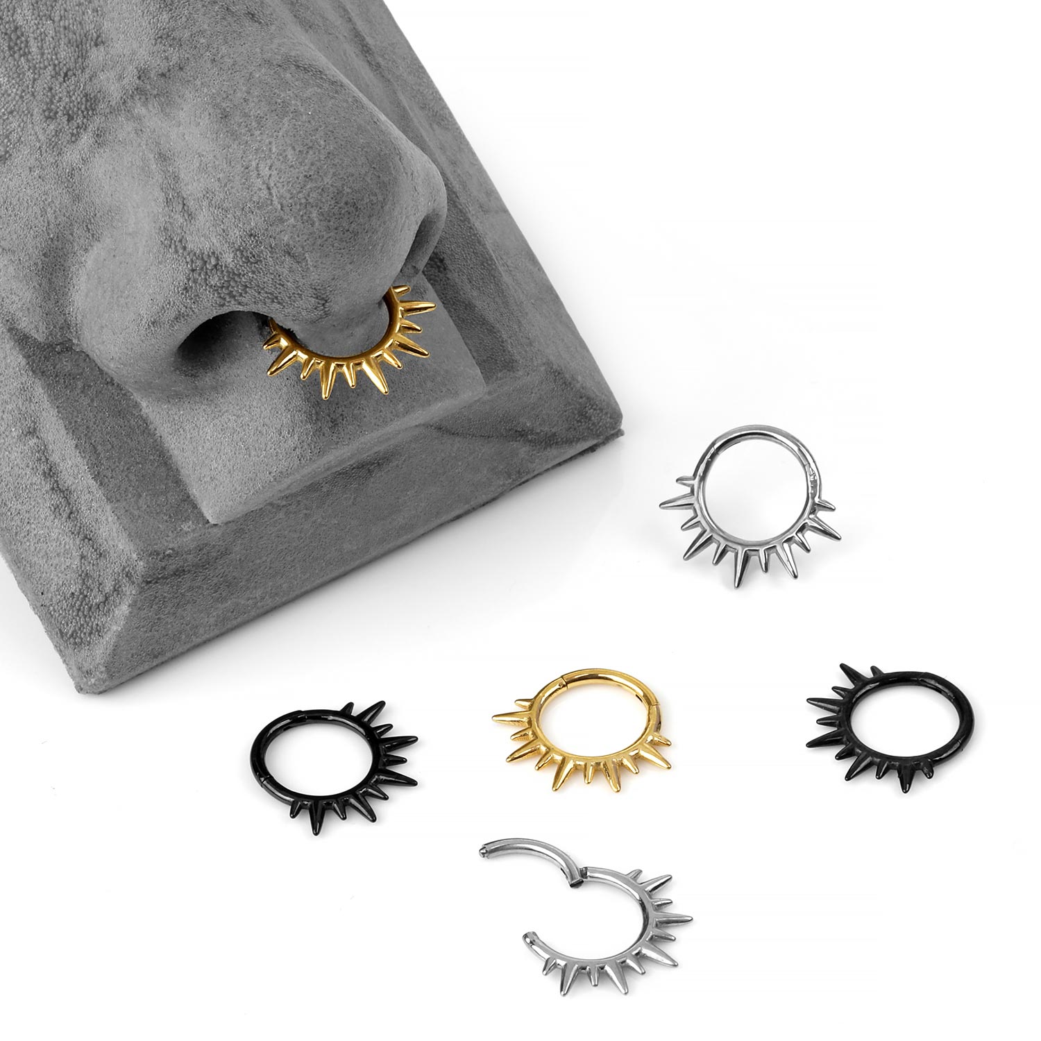 Steel Spiked Clicker: Stainless Septum Jewelry