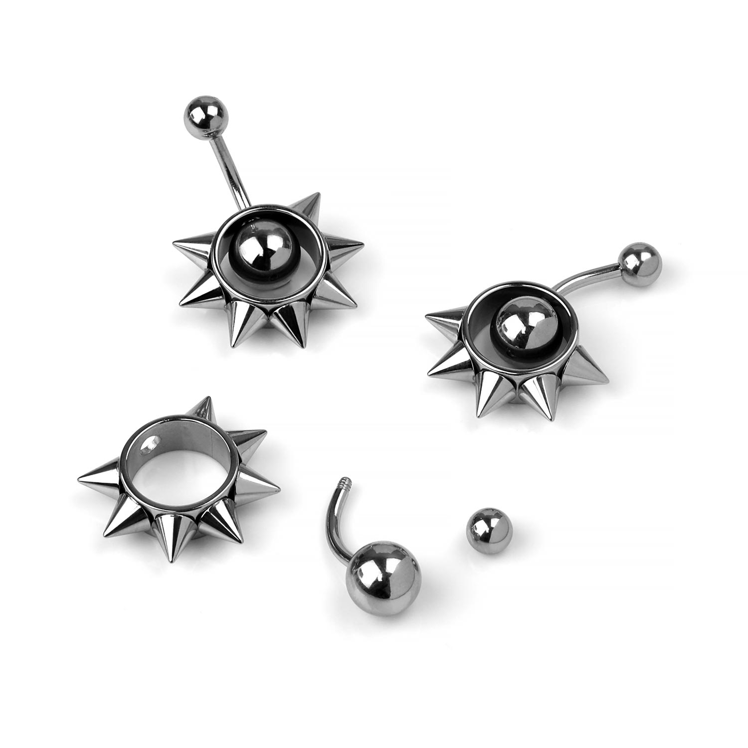 Steel Spiked Ring Navel