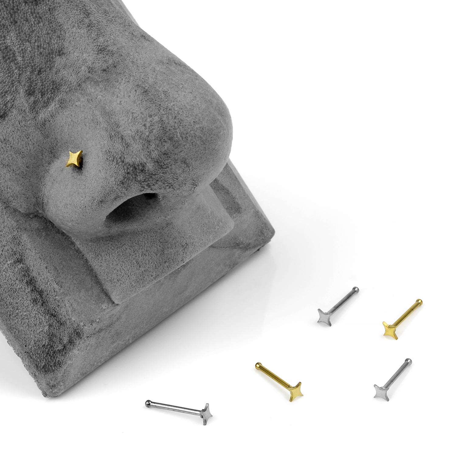 Steel Star Nosebone: Stainless Steel Nostril Piercing