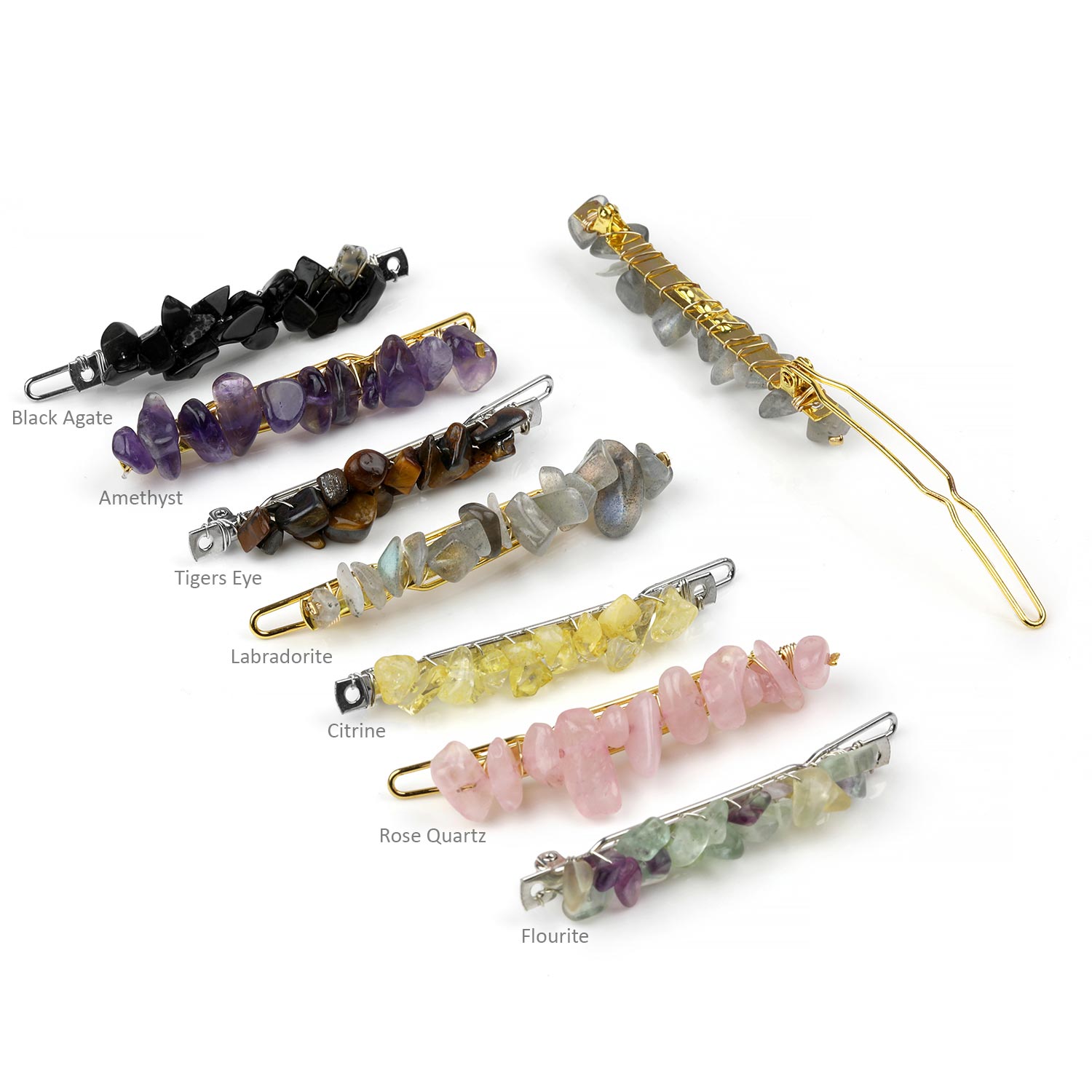 Stainless Steel, Pvd Plated, Aluminum Stone Chip Hair Clip