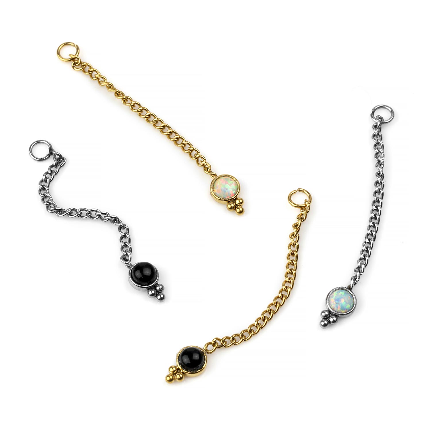 Synthetic Gemstone Charm: Opal Dangle Steel Chain