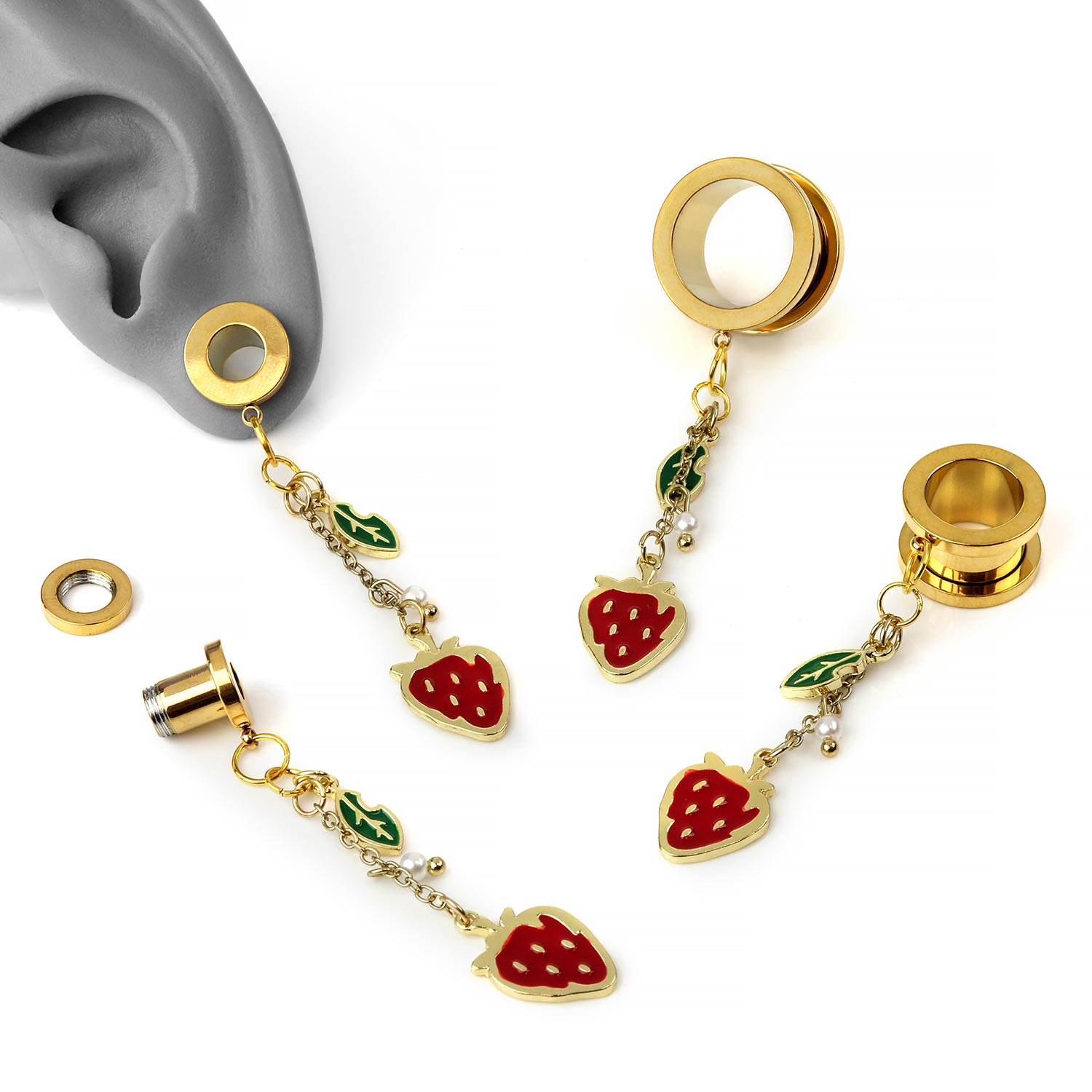 Steel Strawberry Dangle Threaded Eyelets