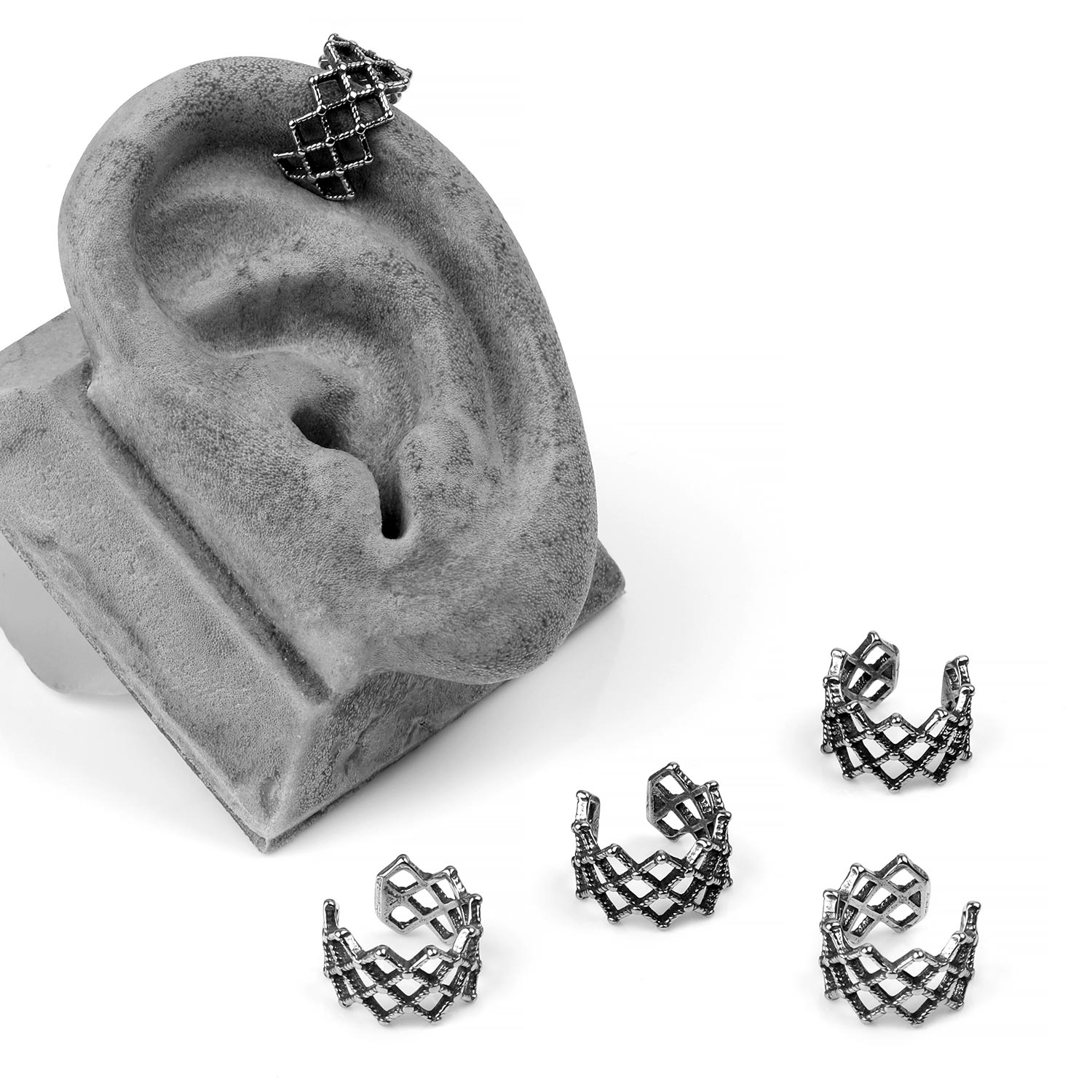 Steel Trellis Ear Cuffs: Stainless Steel Ear Cuff