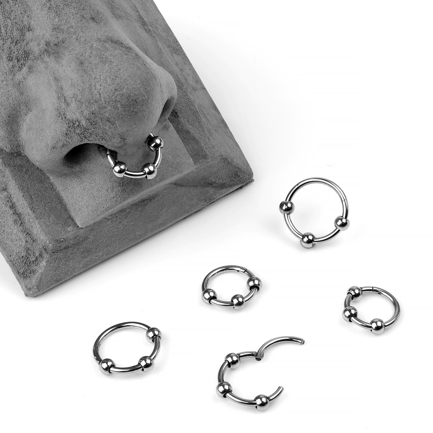Steel Triplet Clickers For Daith, Helix, Lobe, Septum