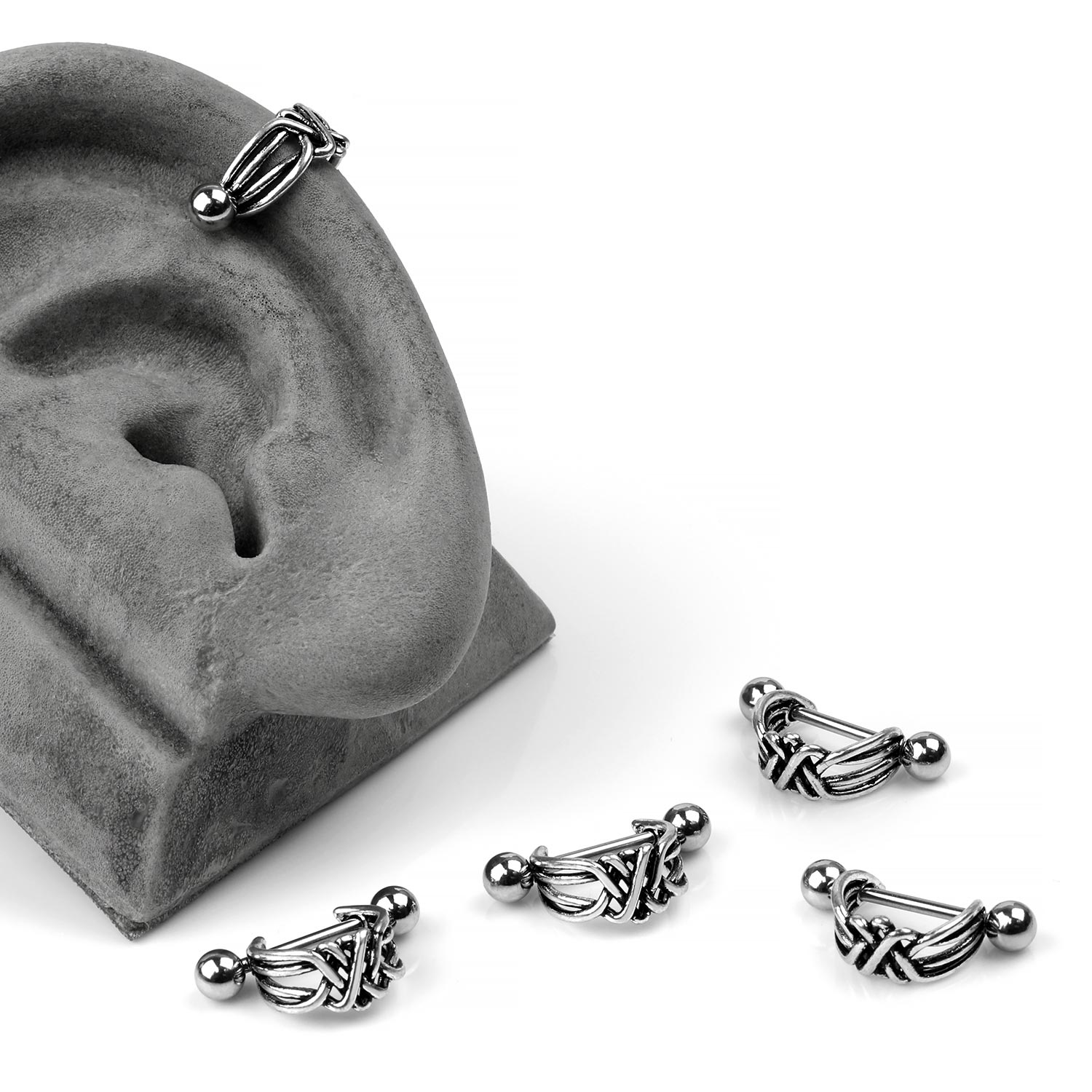 Steel Braided Knot Helix Ear Cuff