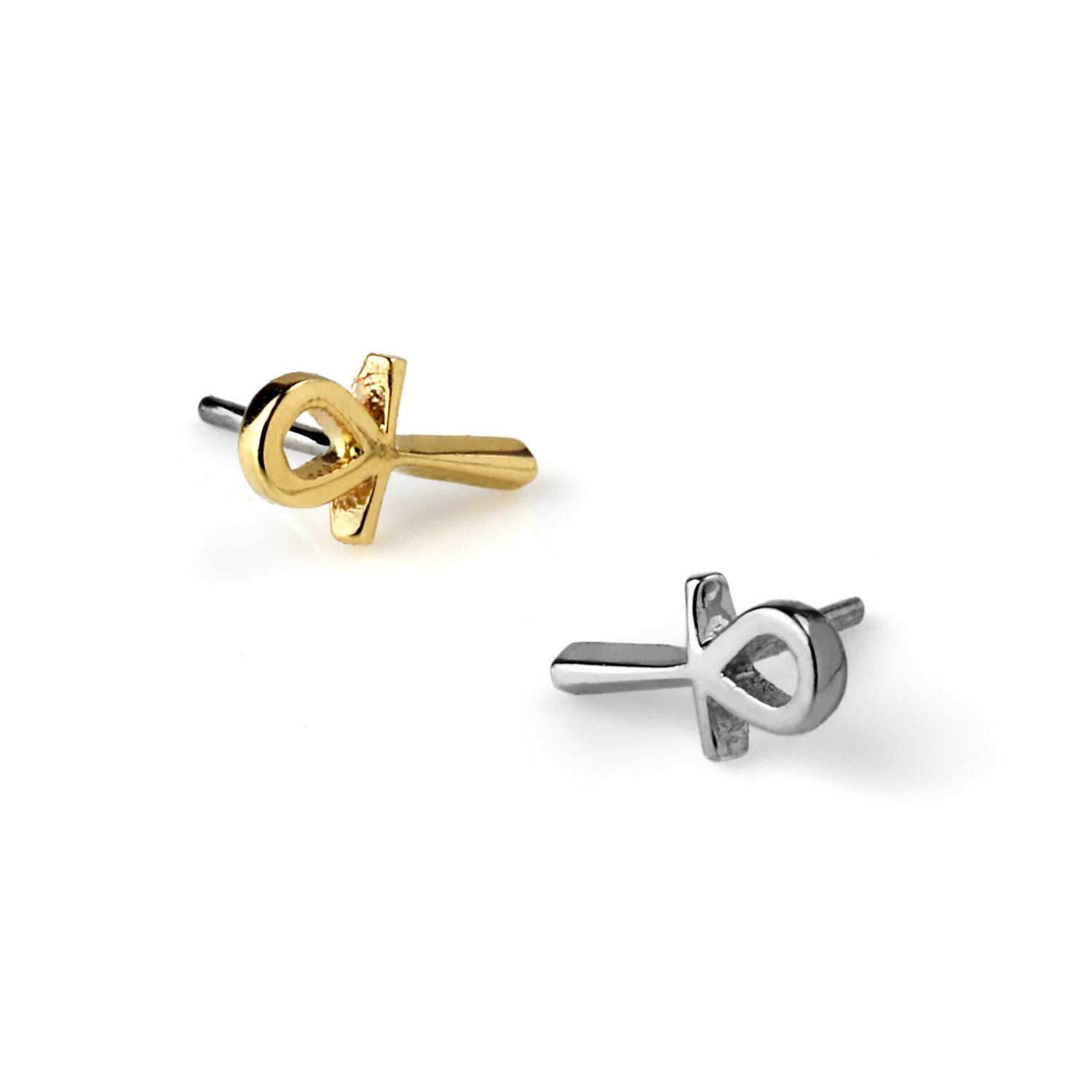14k Ankh Threadless Ends In White Or Yellow Gold