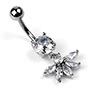 Steel Cz Marquise Flower Dangle Navel Jewelry
