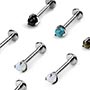 Titanium Labret Prong Set Stone End For Various Piercings