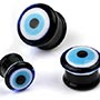 Evil Eye Pyrex Glass Plugs For Stretched Lobes