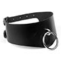 Wide Pleather Choker With Stainless Steel Ring