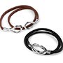 Leather Double Loop Bracelet: Stainless Steel Knot Closure