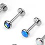 Titanium Threadless Low Profile Gem And Opal Labret