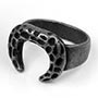 Textured Crescent Moon Finger-ring In Stainless Steel