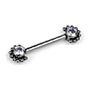 Titanium Forward Facing Threadless Beaded Gem Barbell