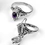 Sterling Silver Genuine Oval Amethyst Poison Finger Ring