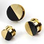 Black And Gold Steel Eclipse Plugs For Stretched Lobes