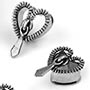 Steel Zipper Heart Eyelets Stretched Lobe Piercing