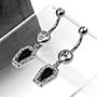 Steel Gem Coffin Belly Dangle: Navel Piercing Synthetic Gems