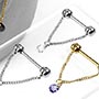 Stainless Steel Drop Chain And Gem Nipple Barbell Piercing