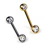 Titanium Gem L-barbell For Vertical Labret Piercing Type