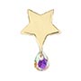 14k Gold Star Gem Dangle Threadless End Solid Yellow