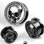Stainless Steel Skull Plugs For Stretched Lobe Piercings