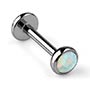 Titanium Threadless Low Profile Gem And Opal Labret