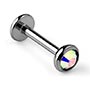 Titanium Threadless Low Profile Gem And Opal Labret